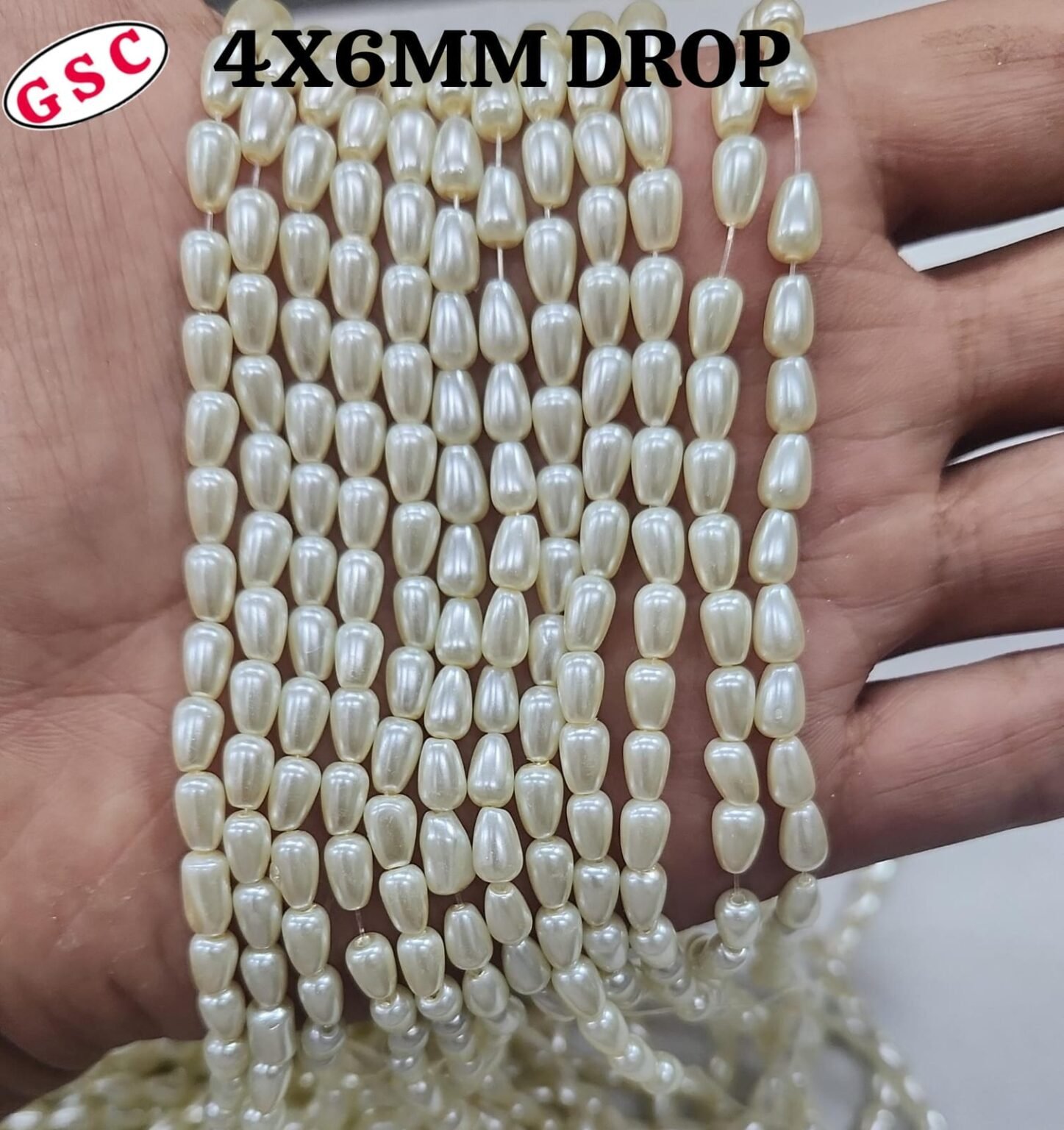 4*6MM GLASS PEARL DROP OFF WHITE – GuruShaanti Creations